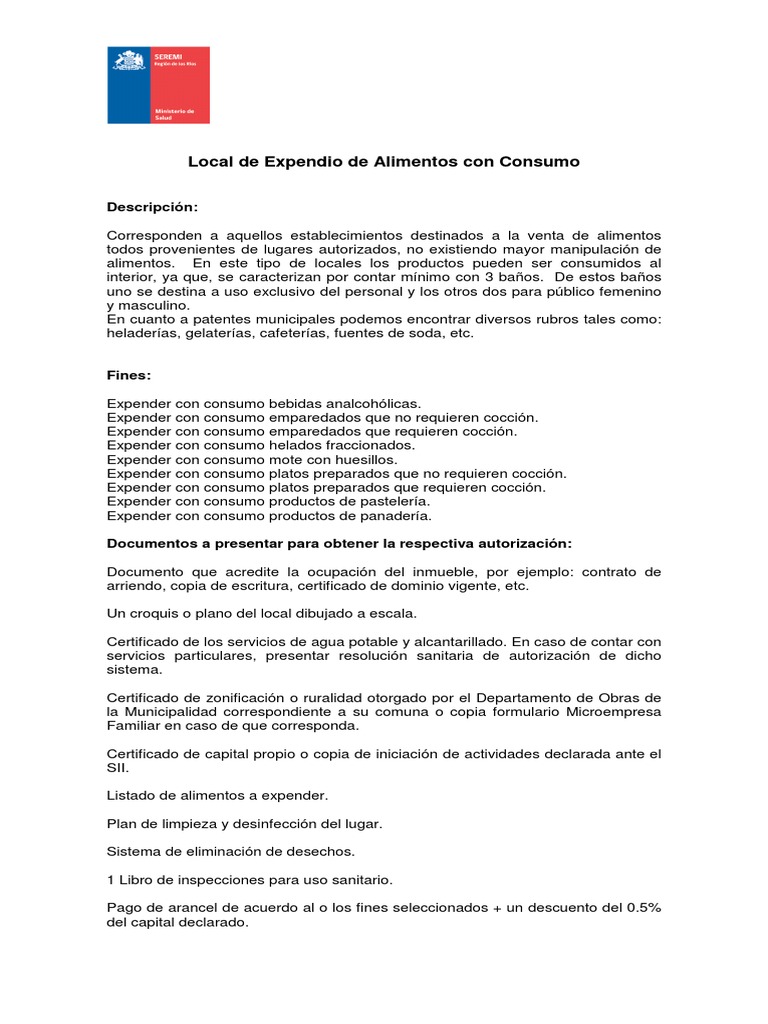 Local de Expendio de Alimentos Con Consumo | PDF | Alimentos | Agua