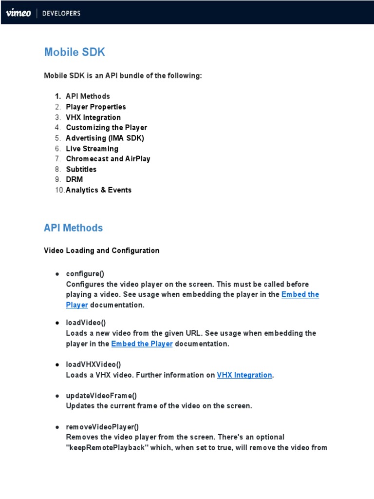 Vimeo OTT Mobile SDK | PDF | Computing | Software