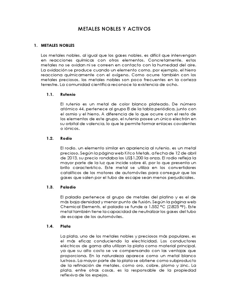 Metales Nobles y Activos | PDF | Rieles | Paladio