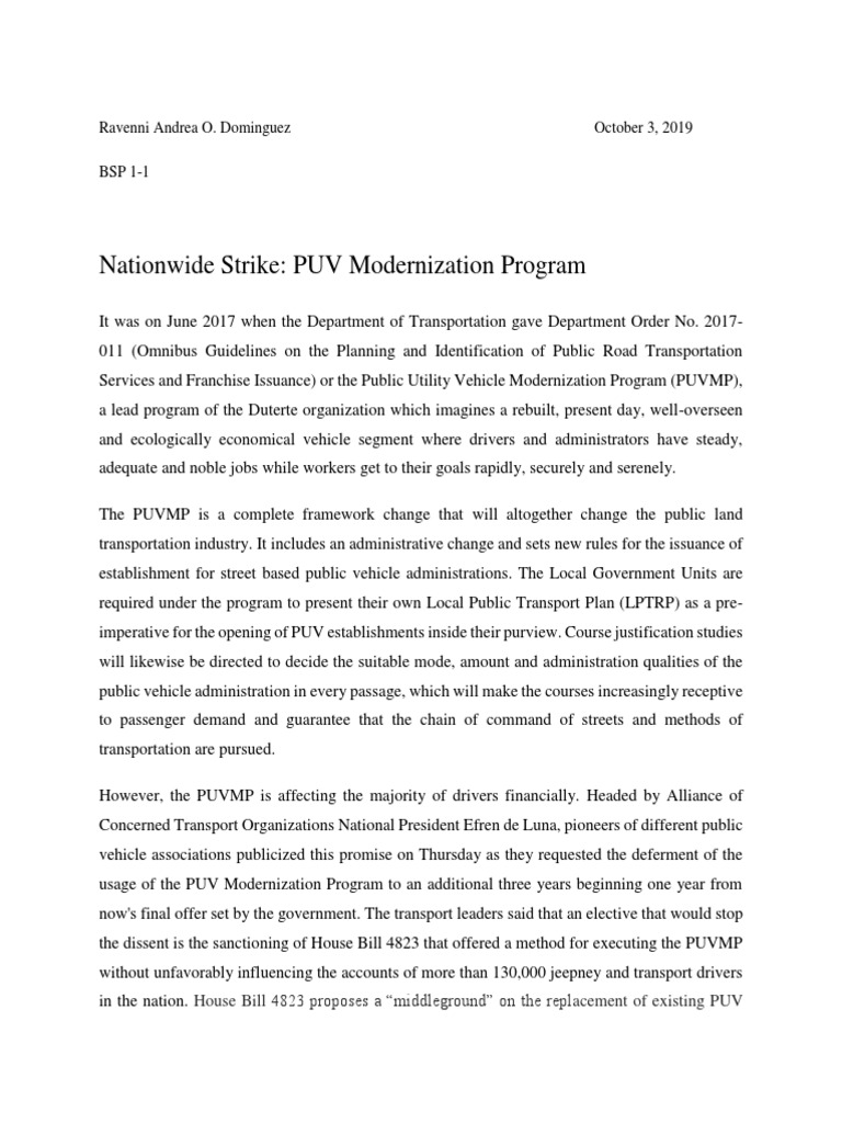 PUV modernization program faces opposition | PDF | Transport | Public ...