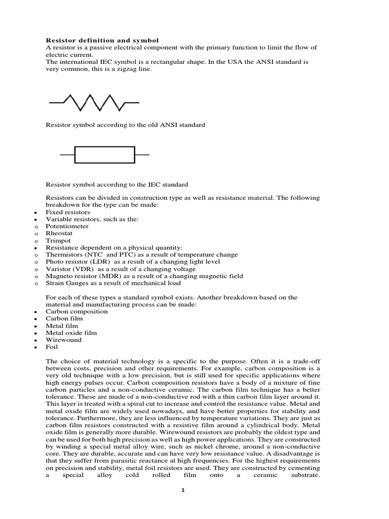 Resistors Notes | PDF | Resistor | Electrical Resistance And Conductance
