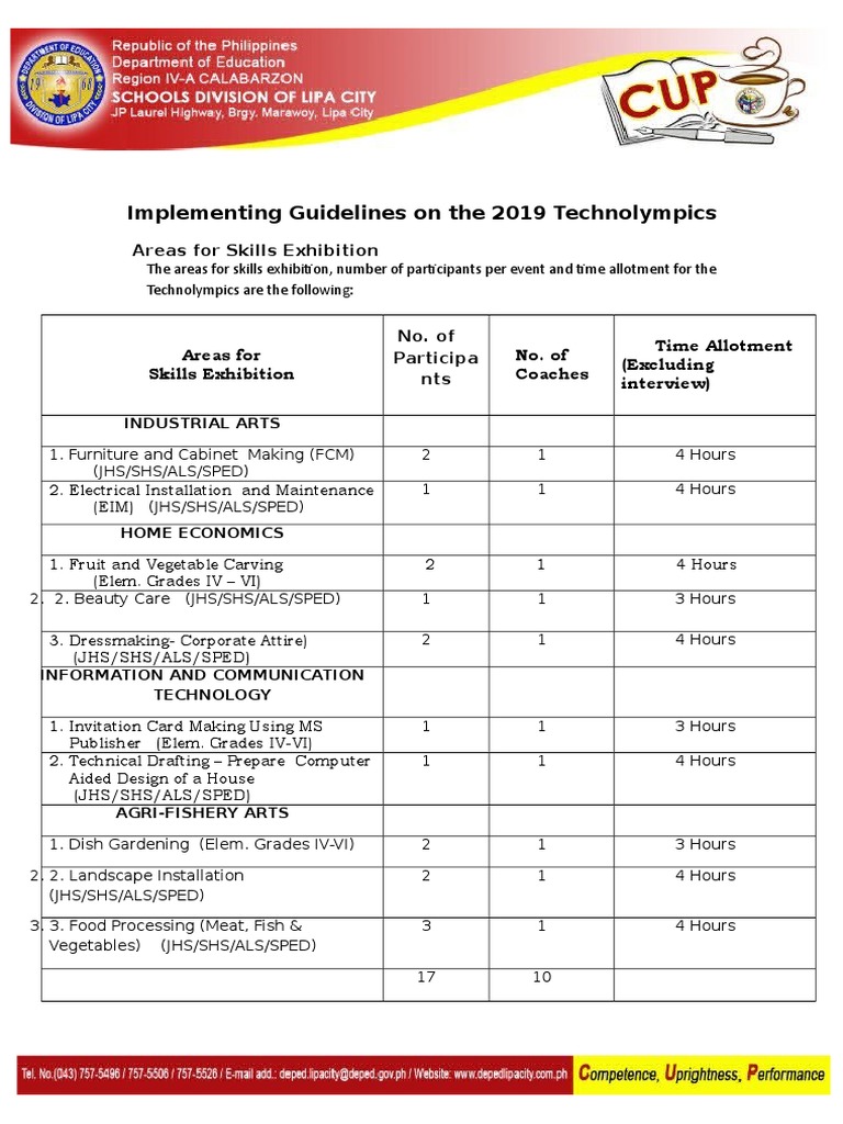 2019 Technolympics Guidelines and Events | PDF | Design | Machines