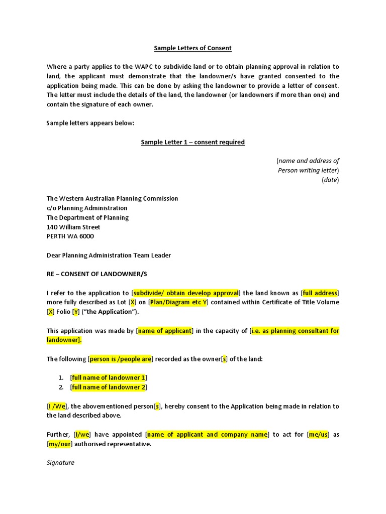 Sample Letters of Consent | PDF | Virtue | Public Law