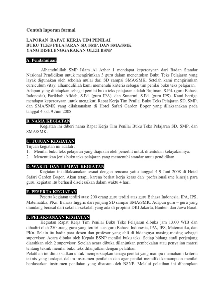 Contoh Laporan Formal | PDF