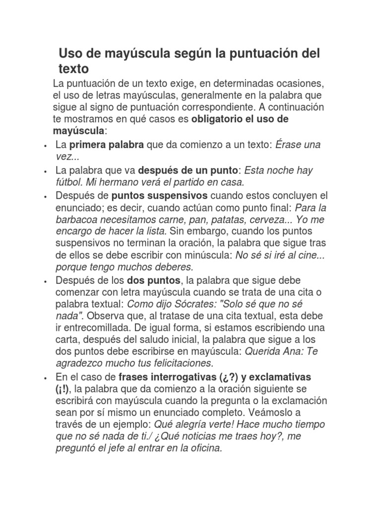Uso de Las Mayusculas | PDF | Puntuación | Lingüística