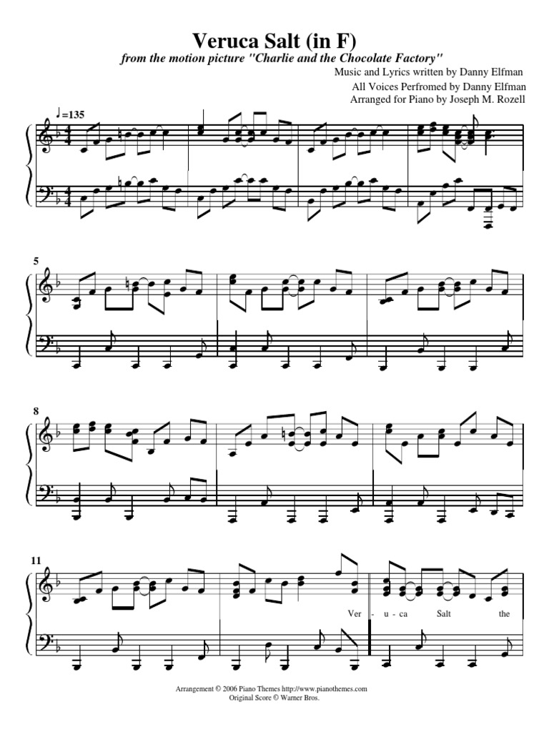 Veruca Salt (In F) : From The Motion Picture "Charlie and The Chocolate ...