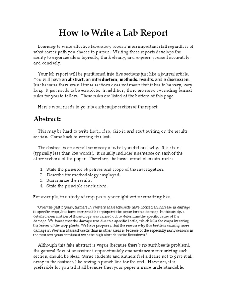 How To Write A Lab Report: Abstract | PDF | Experiment | Cognitive Science