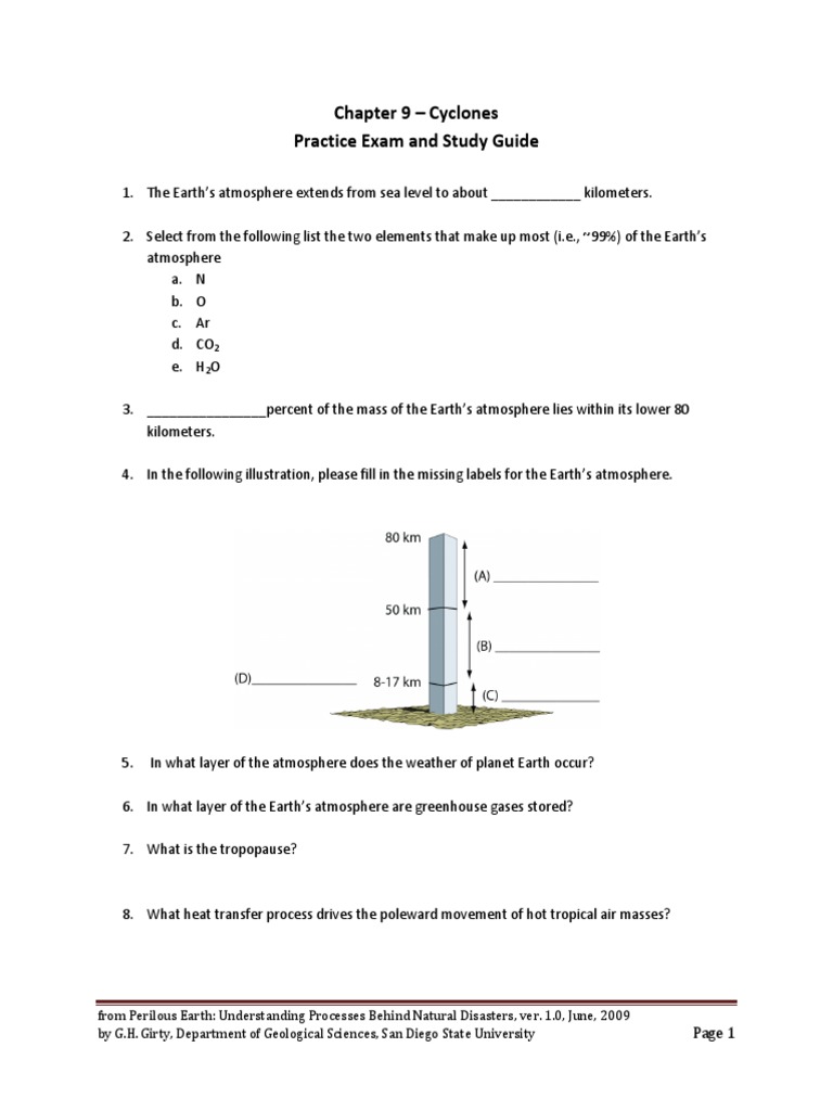 Chapter 9 - Cyclones Practice Exam and Study Guide | PDF | Eye (Cyclone ...