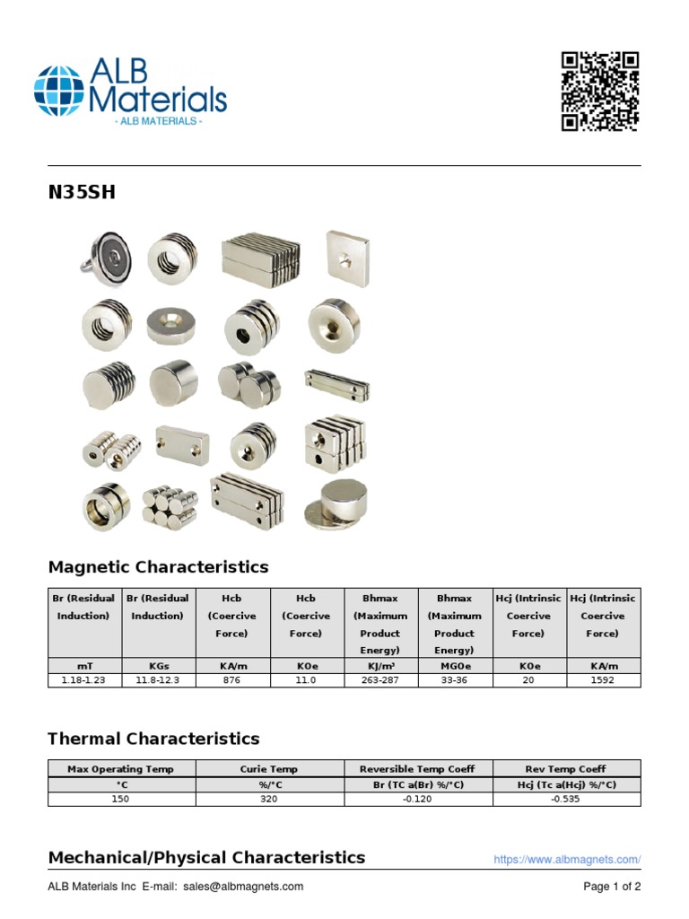N35SH Magnets Grades Data | PDF