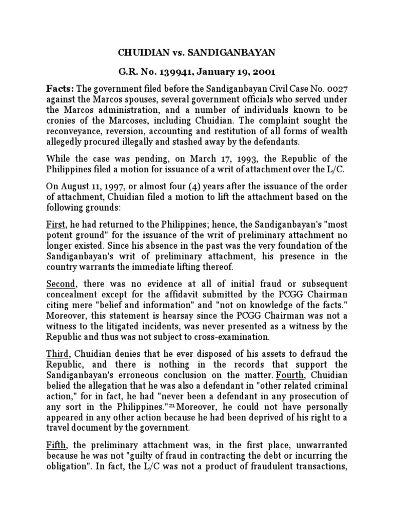 Chuidian vs. Sandiganbayan Digest | PDF | Witness | Lawsuit