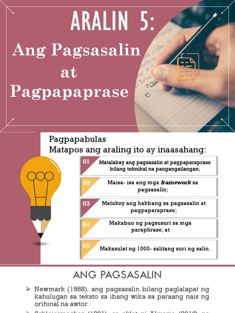 Filipino Aralin 5 | PDF