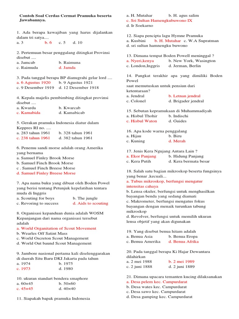 Soal LCT Pramuka | PDF | Ilmu Sosial | Perjalanan