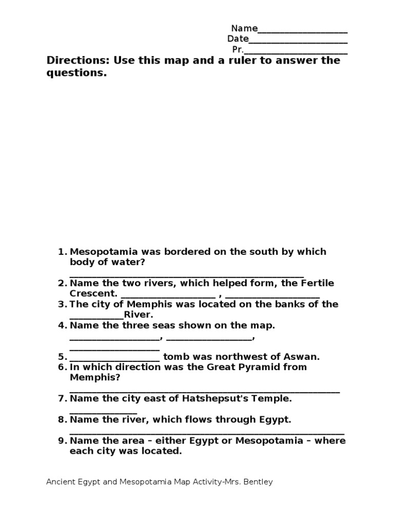 Directions: Use This Map and A Ruler To Answer The Questions | PDF ...