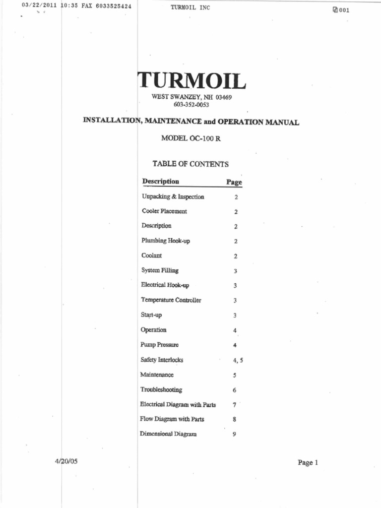 Turmoil OC-100R Chiller Manual PDF | PDF