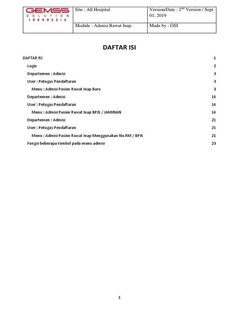 Manual Book - Admisi Rawat Inap | PDF | Pengelolaan Keuangan & Uang