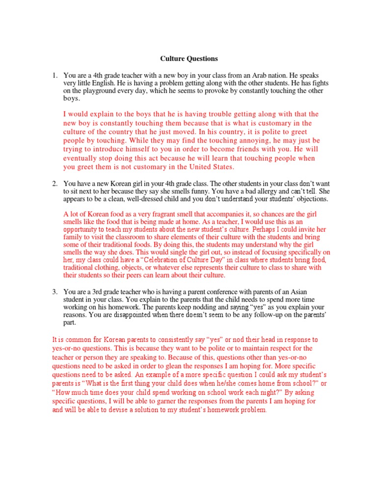 Culture Questions 333 | PDF | English As A Second Or Foreign Language ...