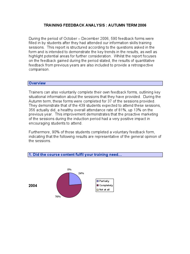 Training Analysis Autumn 2006 Report | PDF | Question | Information