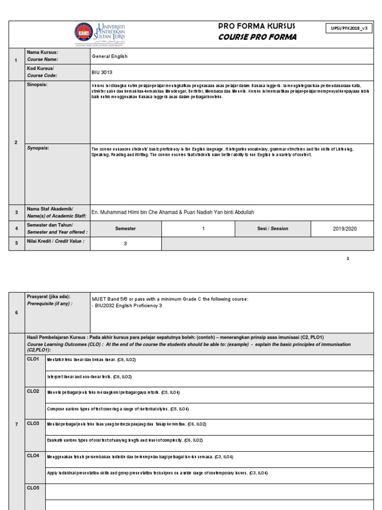 Course Pro Forma | PDF | Essays | Educational Psychology