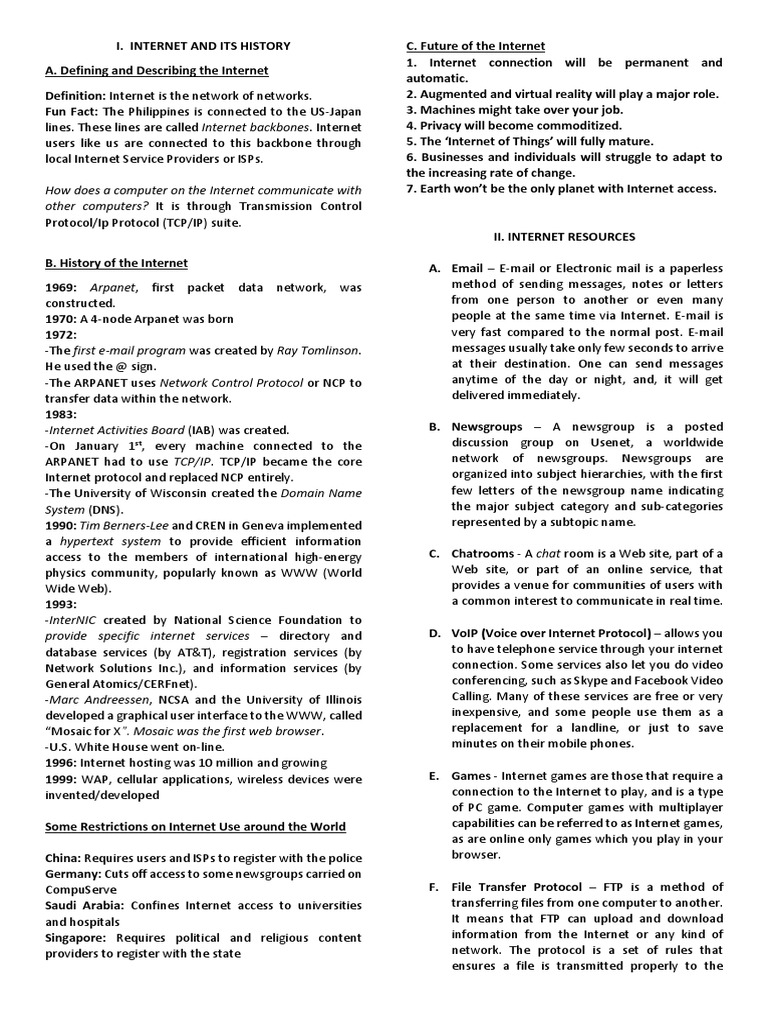Introduction To Internet Notes | PDF | Http Cookie | World Wide Web