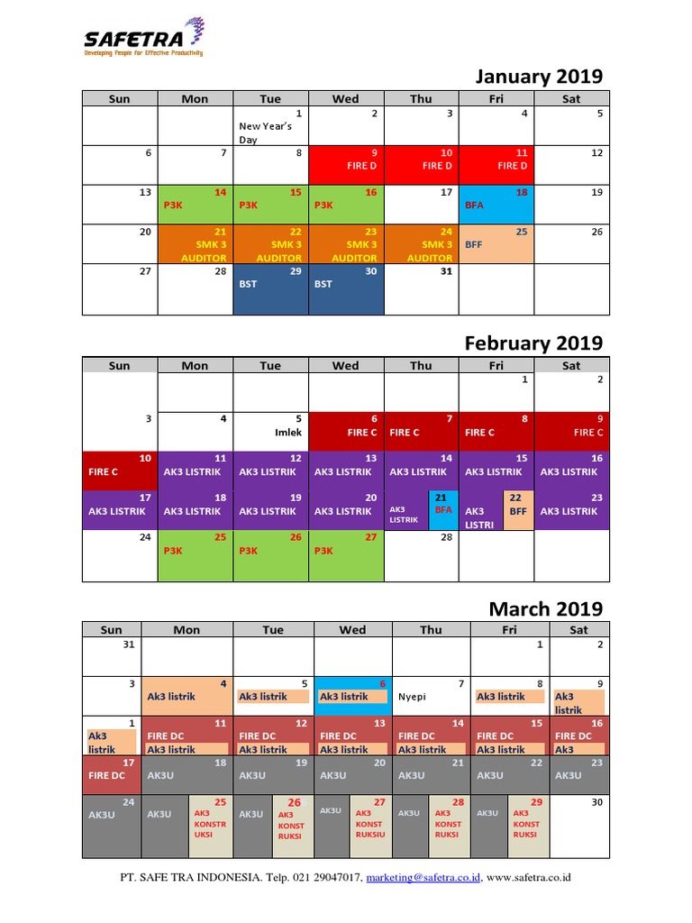Kalender Pelatihan Safe Tra Indonesia 2019 | Download Free PDF | Indonesia