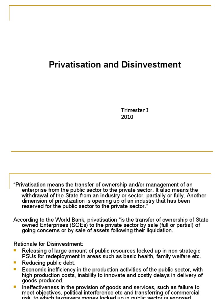 Privatisation and Disinvestment | PDF | Privatization | Monopoly