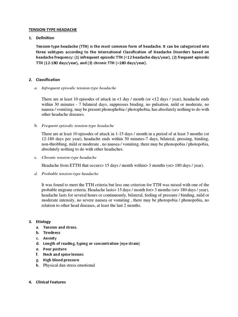 Tension Headache Pdf Headache Norepinephrine