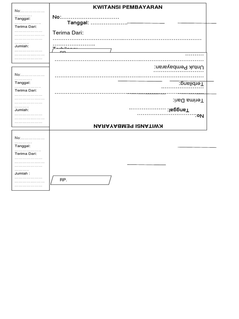 Contoh Kwitansi Pembayaran Kosong | PDF