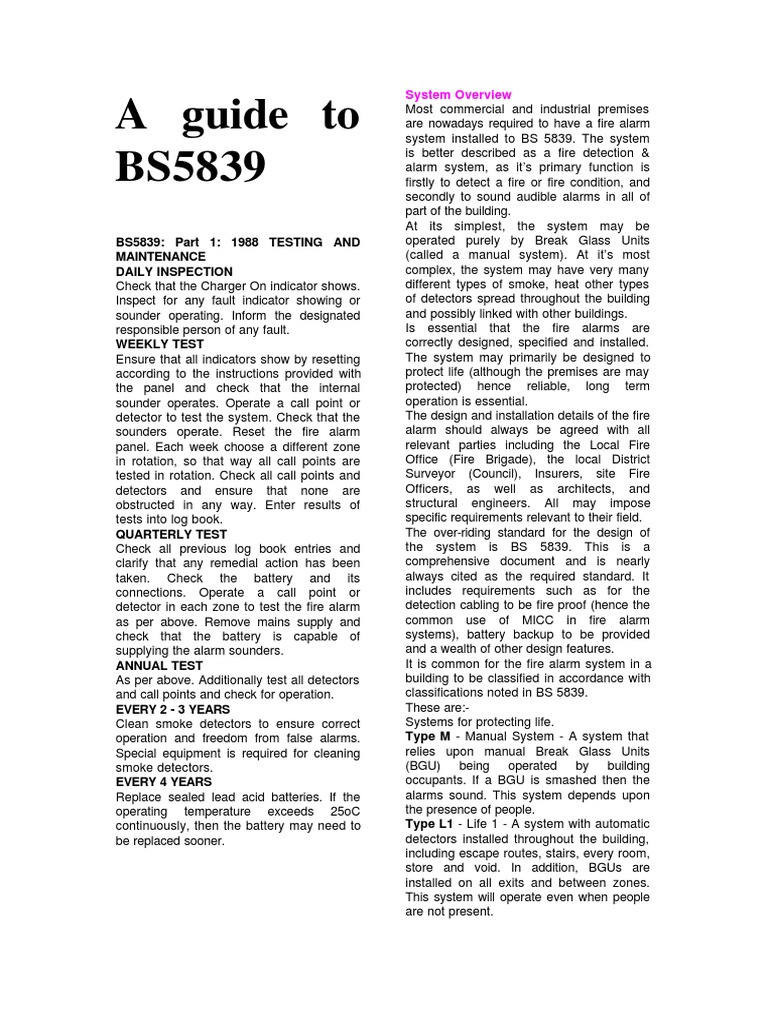 A Guide To BS5839 PDF | PDF | Safety | Building Engineering
