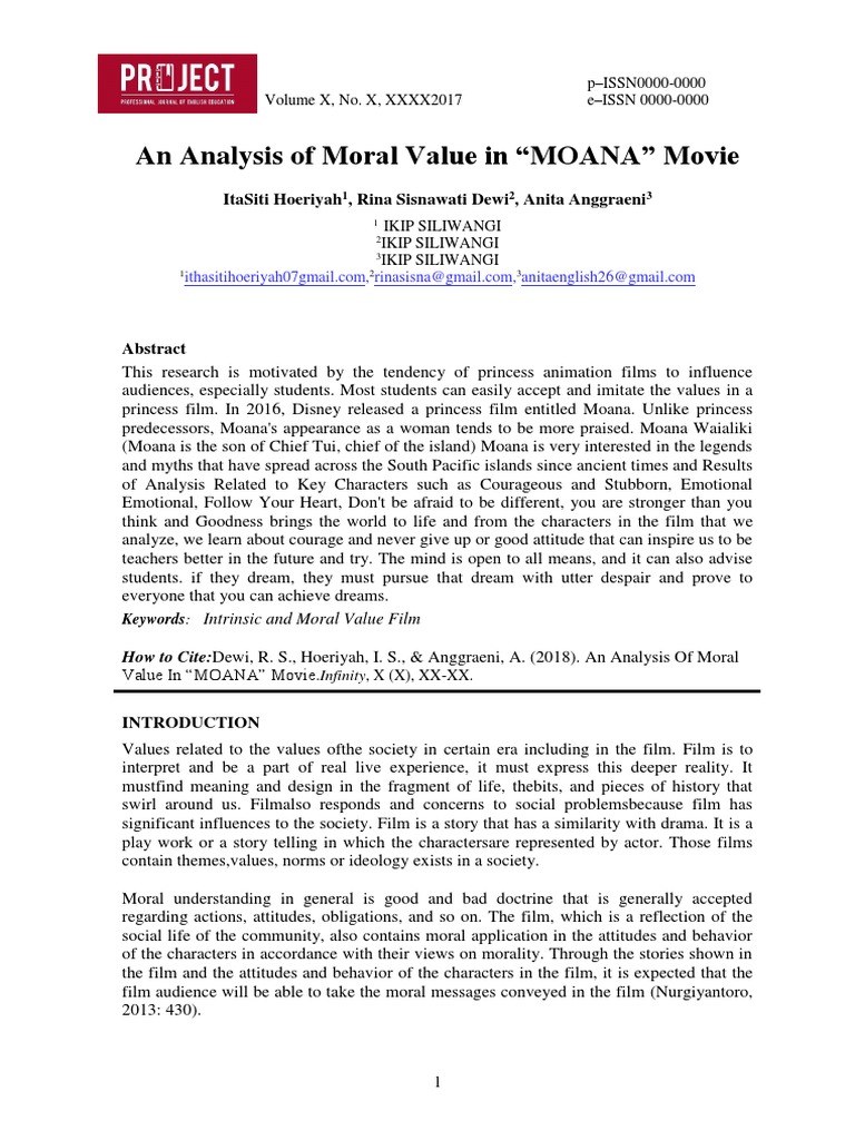 An Analysis Moral Value Moana | PDF | Moana (2016 Film) | Qualitative ...