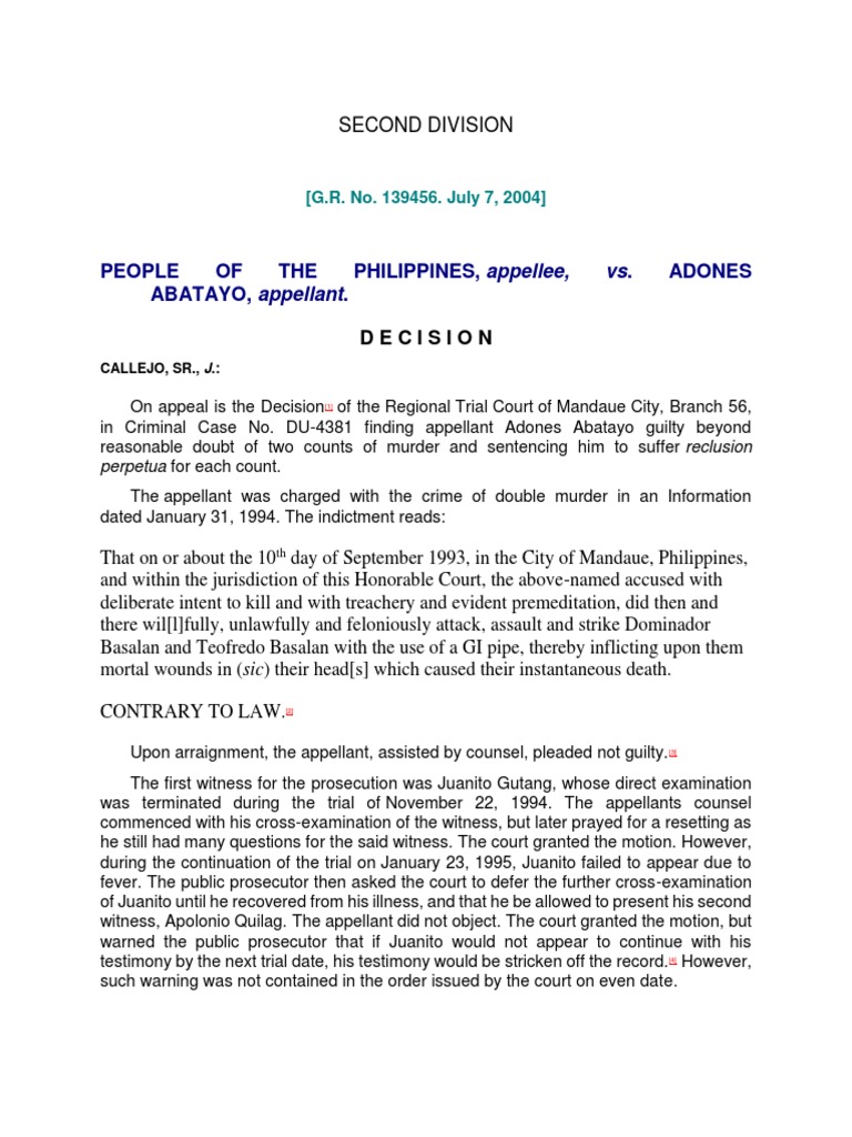 People vs. Abatayo | PDF | Witness | Murder