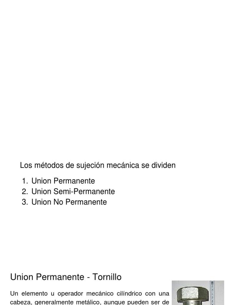 Tipos de Uniones Mecánicas | PDF | Remache | Tornillo