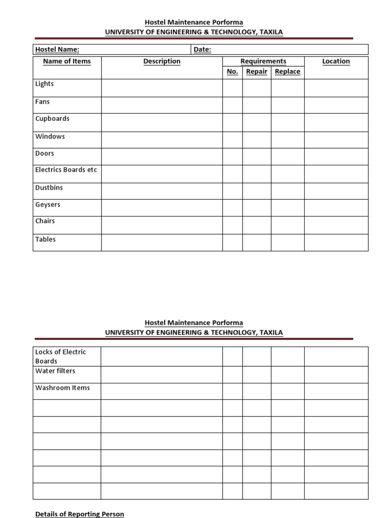 Hostel Complaint Performa F | PDF