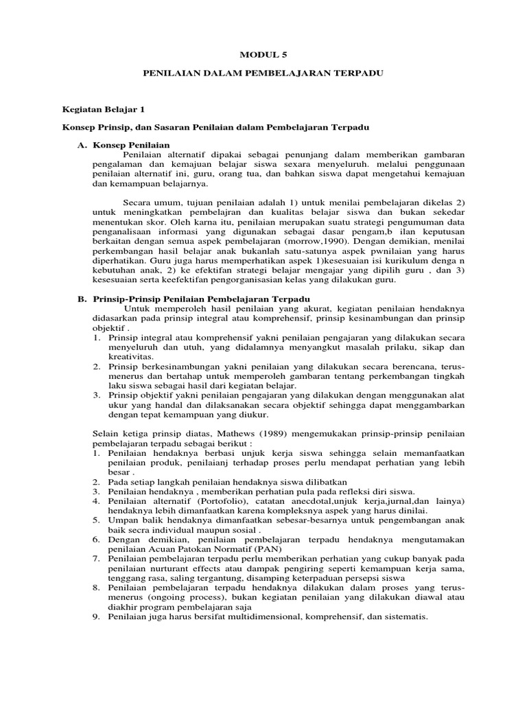 MODUL 5 Pembelajaran Terpadu | PDF