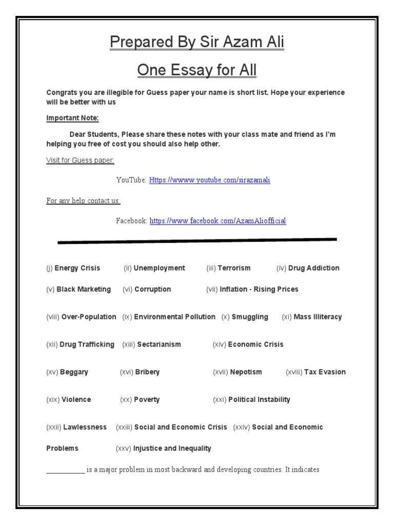 Essay Notes Send by Sir Azam Ali | PDF | Poverty | Poverty & Homelessness
