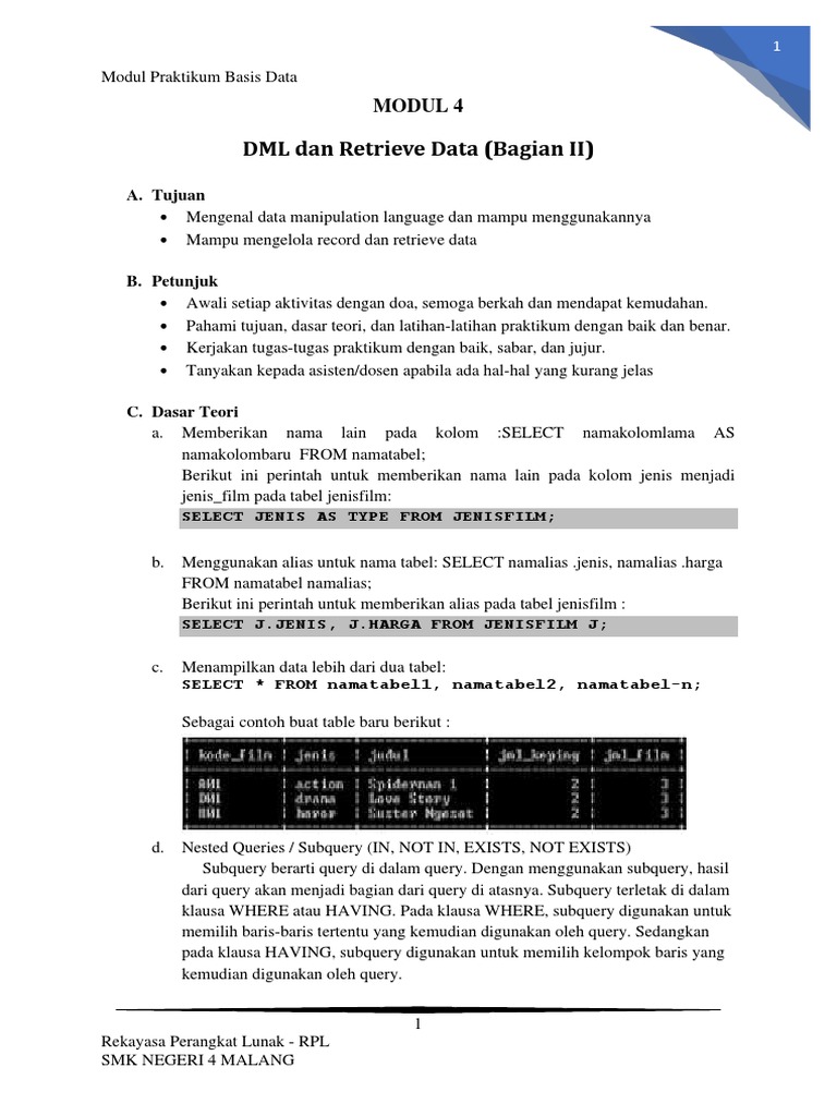 Modul 4 - DML 2 PDF | PDF