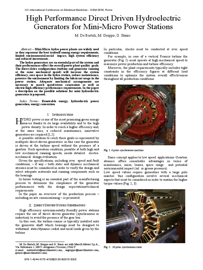 High Performance Direct Driven Hydroelectric Generators For Mini-Micro ...