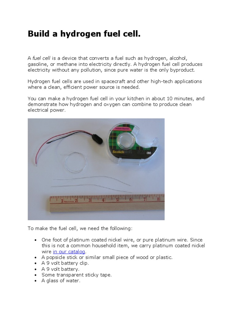 Build A Hydrogen Fuel Cell.: in Our Catalog | PDF | Fuel Cell | Hydrogen
