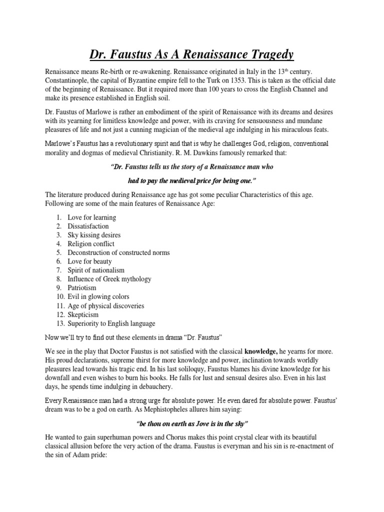 Dr. Faustus As Renaissance Play | PDF | Renaissance