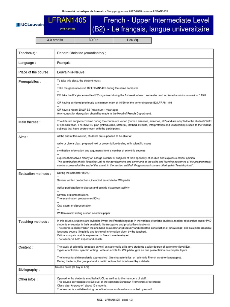 B2 Level French Course Overview | PDF | Wikipedia | Test (Assessment)