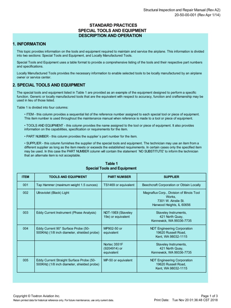 Special Tools and Equipment - Description and Operation | PDF ...