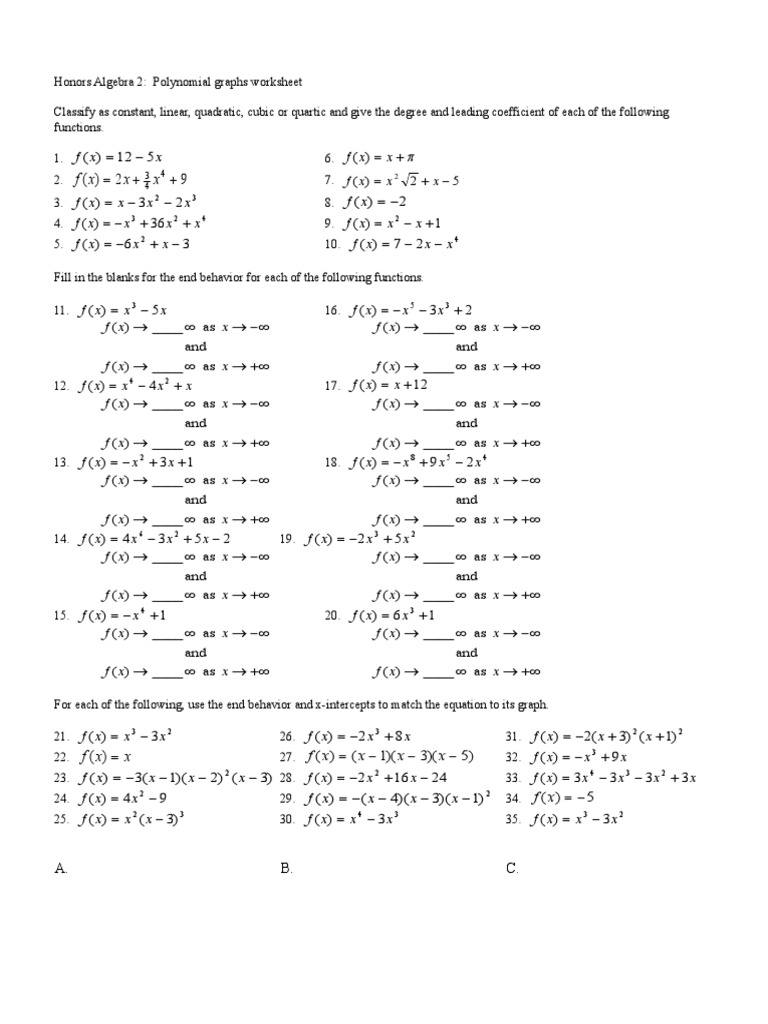 Graphing Polynomials Worksheet | PDF | Polynomial | Mathematical Objects
