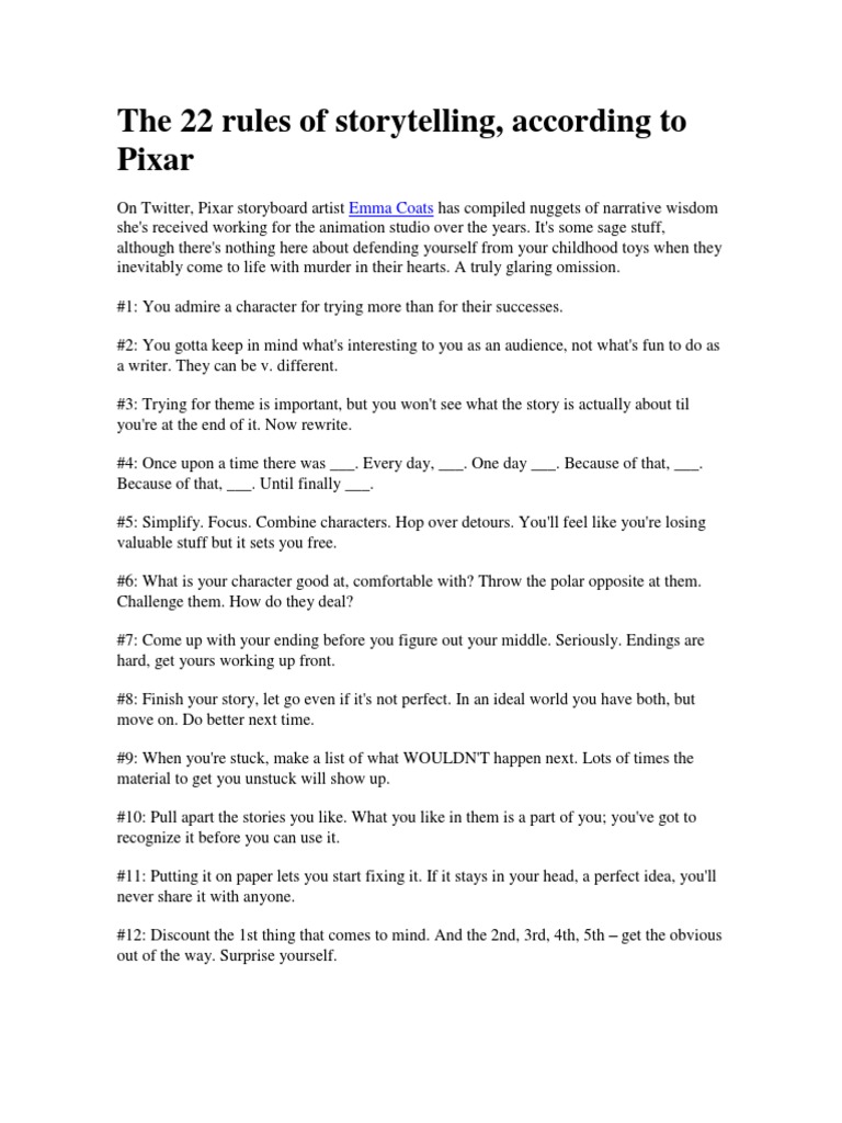 The 22 Rules of Storytelling | PDF