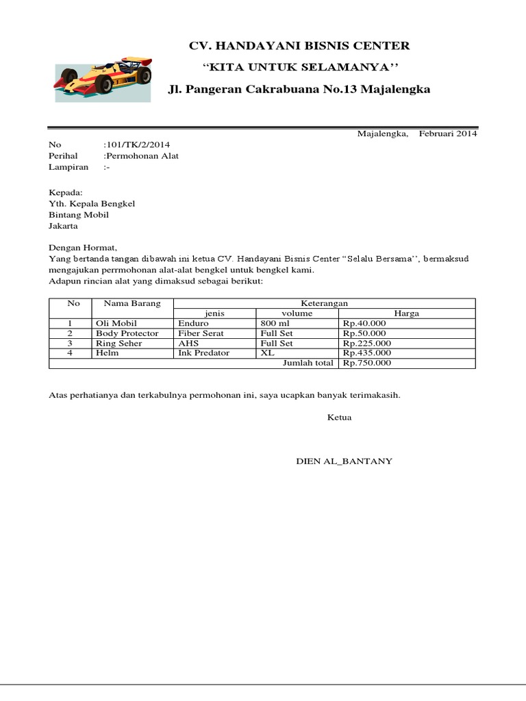 Contoh Surat Pesanan Barang | PDF