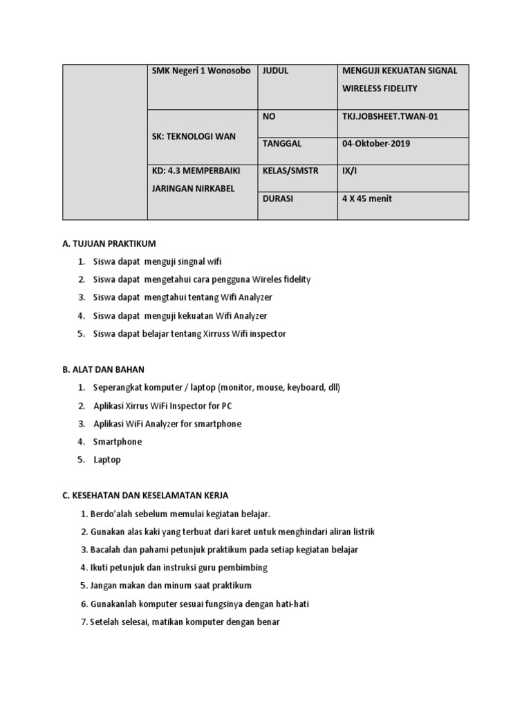 TWAN Jobsheet | PDF | Komputer | Teknologi & Rekayasa