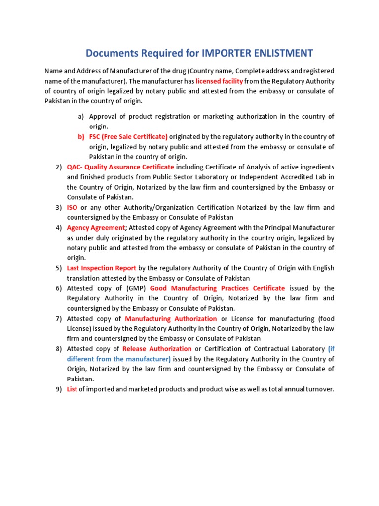 Checklist For Importer Enlistment (Form-6) | PDF | Notary Public ...