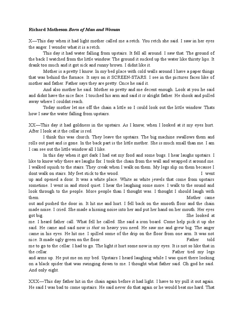 Born of Man and Woman | PDF