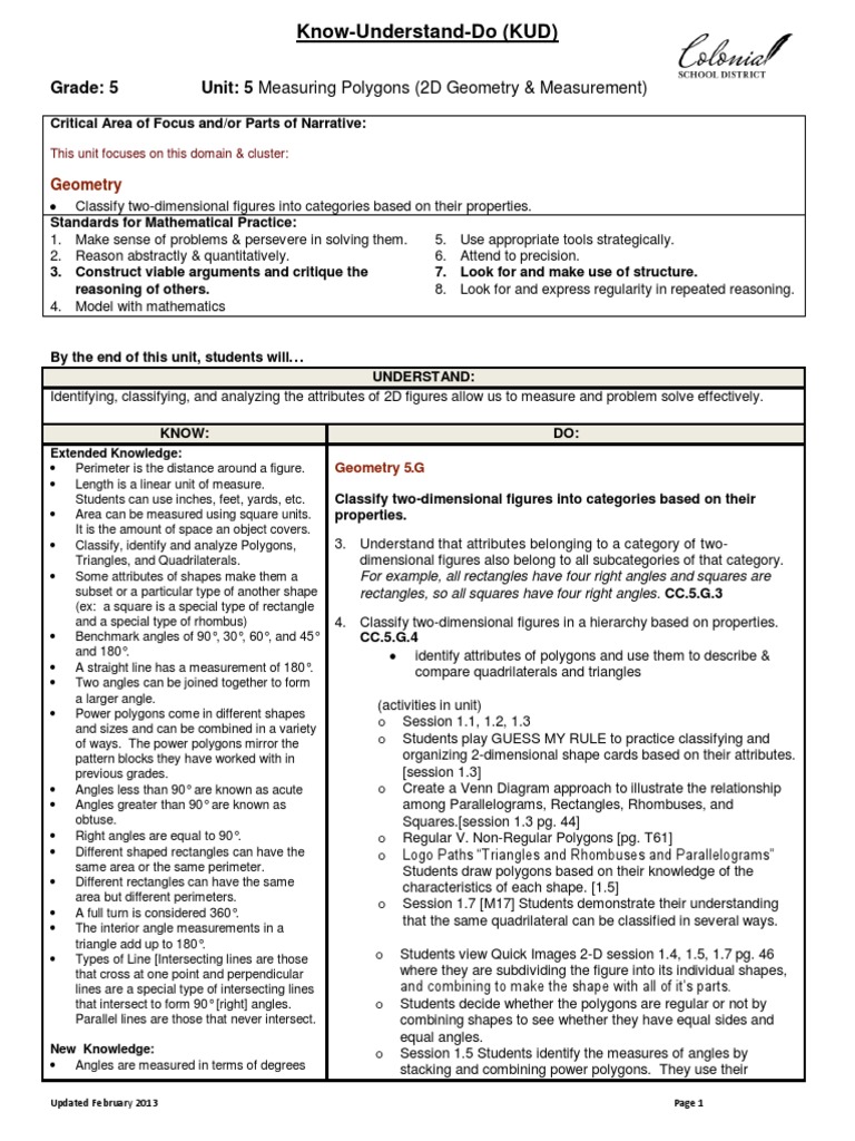 Measuring Up: Classifying Polygons and Exploring the Relationships ...
