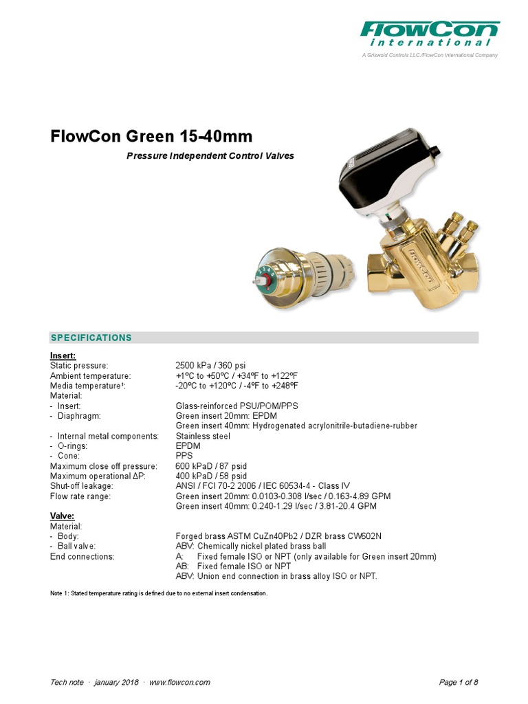 FlowCon Green Tech Note PDF | PDF | Valve | Switch