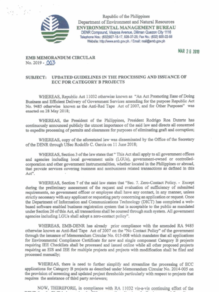 EMB Memo Circular No. 2019 003 Updated Guidelines in The Processing and ...