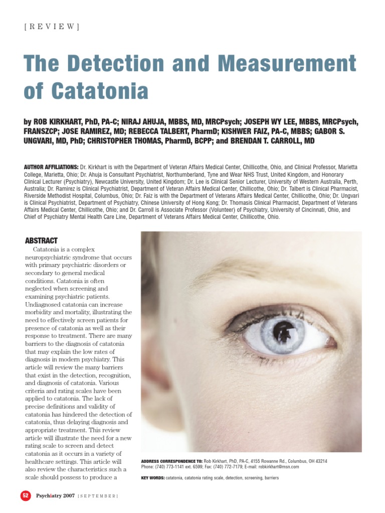 The Detection and Measurement of Catatonia: (Review) | Download Free ...